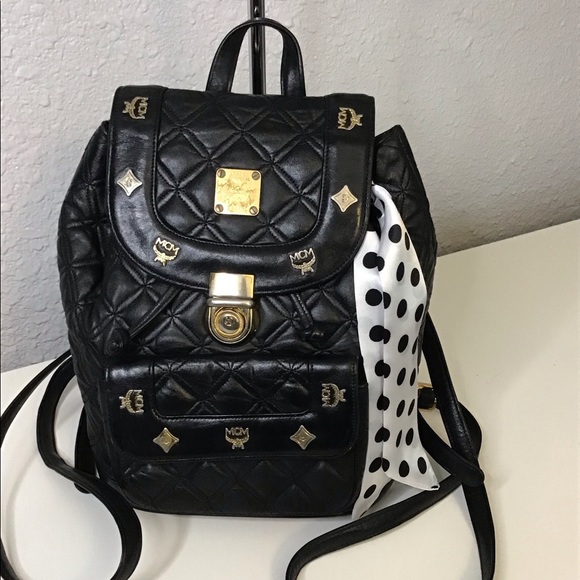 MCM | Bags | Authentic Mcm Leather Quilted Studded Backpack | Poshmark